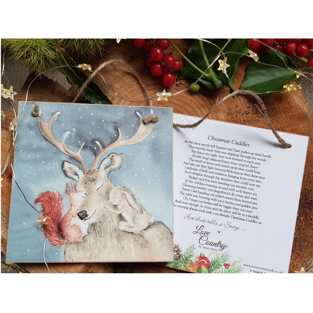 Christmas Cuddles Wooden ForeverCard - Love Country by Sarah Reilly