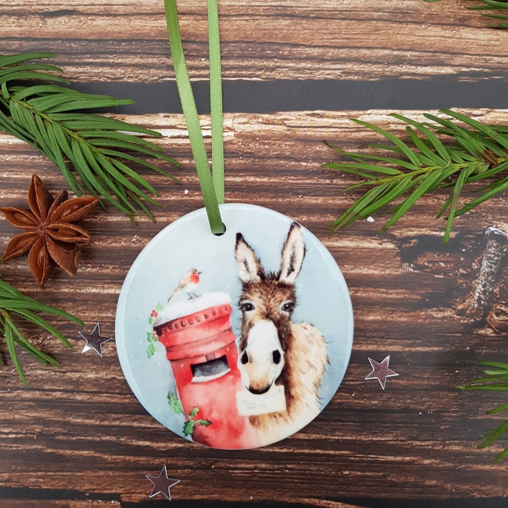 Donkey's Wish Porcelain Christmas Decoration - Love Country by Sarah Reilly