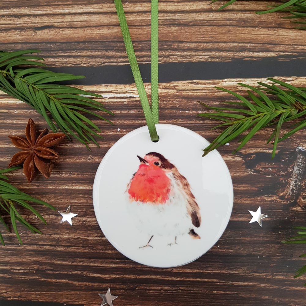 The Robin Porcelain Christmas Decoration - Love Country by Sarah Reilly