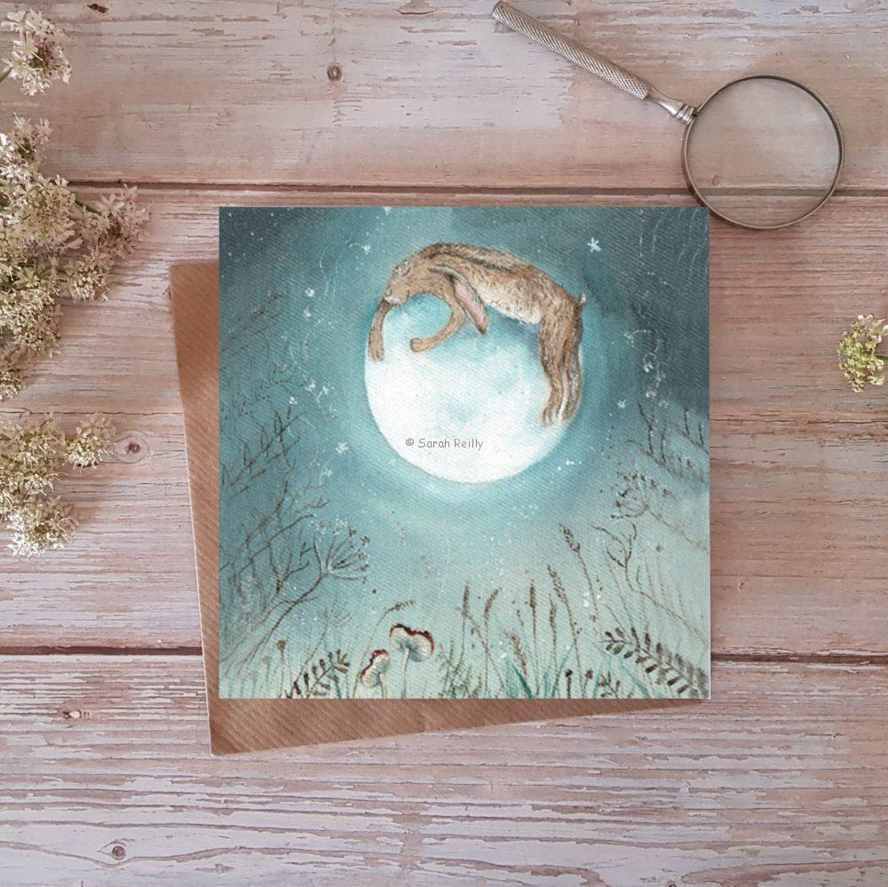 Hugging The Moon Greeting Card - Love Country by Sarah Reilly