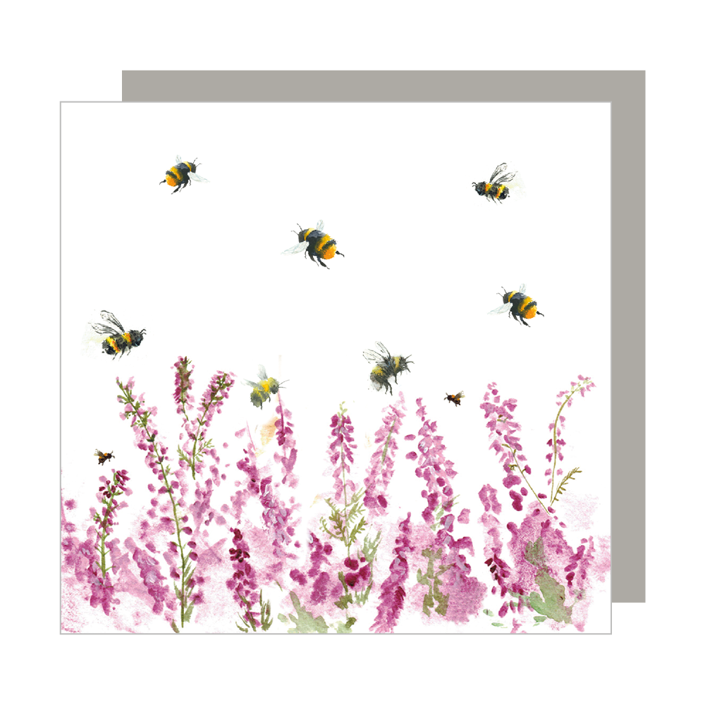 Heather & Bees Greeting Card - Love Country by Sarah Reilly