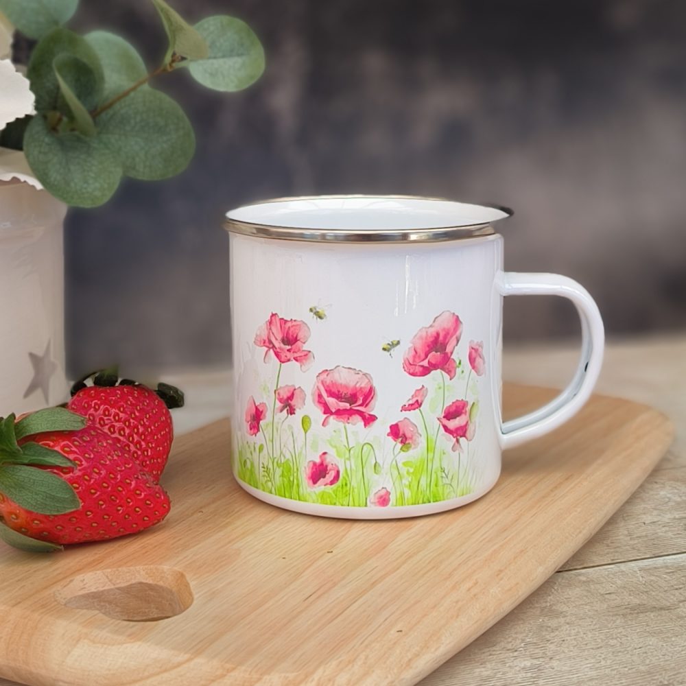 Poppies & Bumbles Enamel Mug - Love Country by Sarah Reilly